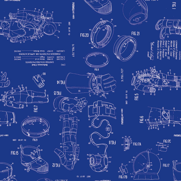 Outer Space by NASA Spacesuit Patent Blue – Sewing Arts