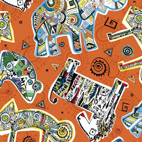 Wild Side Geo Animals Orange – Sewing Arts