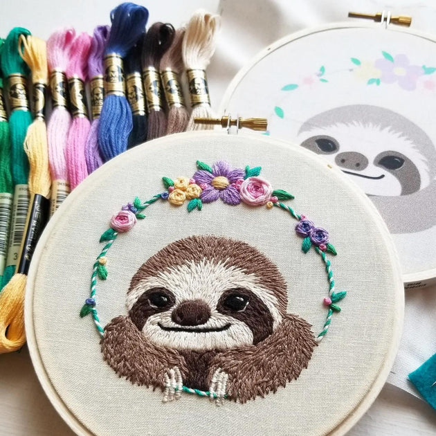 Smiling Sloth Embroidery Kit – Sewing Arts
