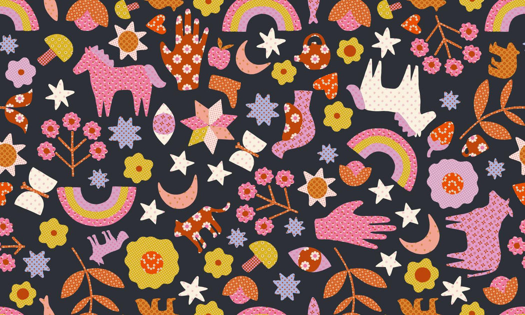 Meadow Star Applique Menagerie Soft Black – Sewing Arts